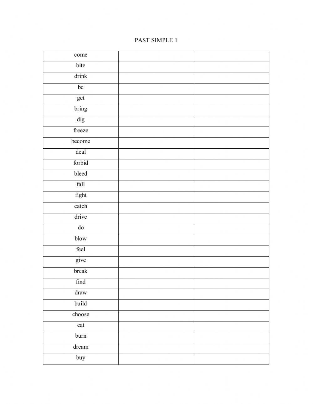 Past simple irregular verbs check be - give worksheet | Live Worksheets