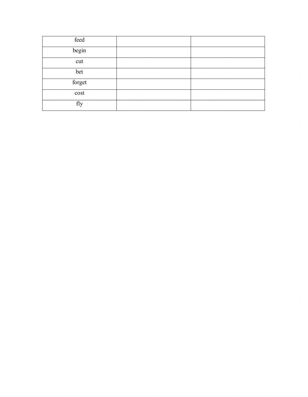 Past simple irregular verbs check be - give worksheet | Live Worksheets