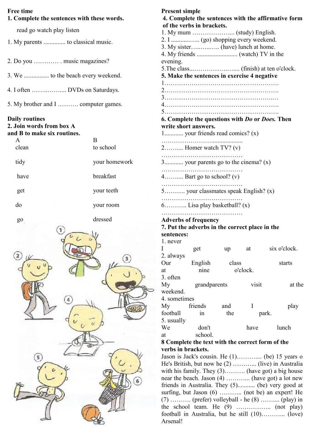 Daily Routines activity | Live Worksheets