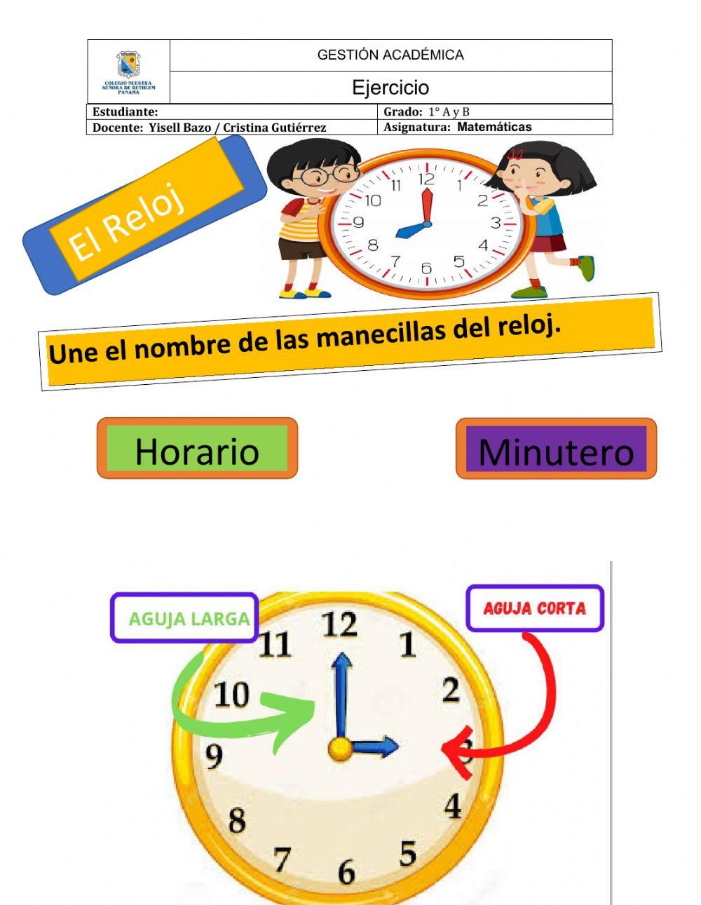 El reloj online pdf exercise for primer grado | Live Worksheets