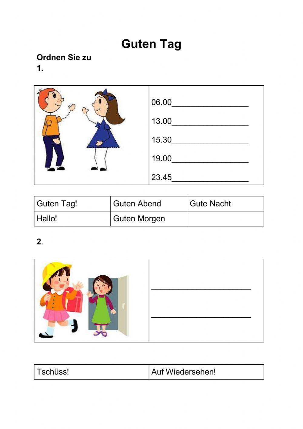 Guten tag | Free Interactive Worksheets | 526241