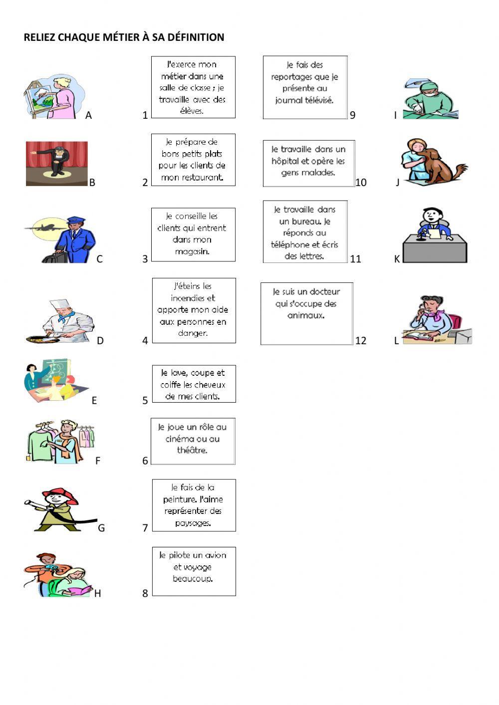 Les métiers | Free Interactive Worksheets | 526753