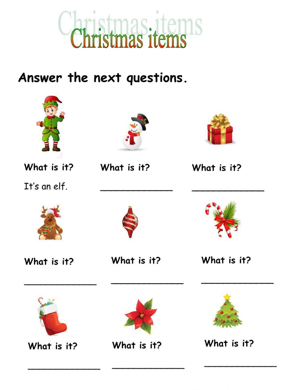Christmas items 1 worksheet | Live Worksheets