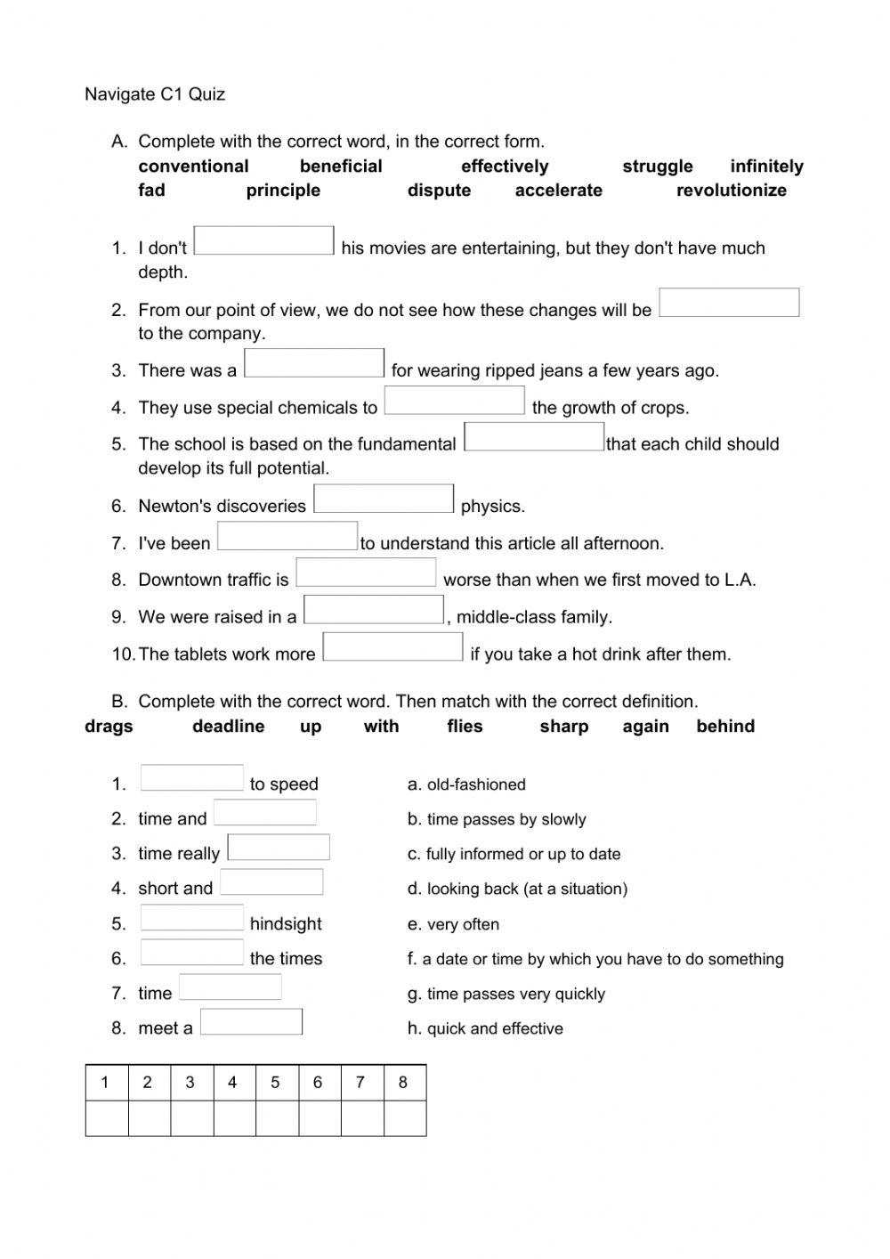 Navigate C1 Quiz Worksheet Live Worksheets