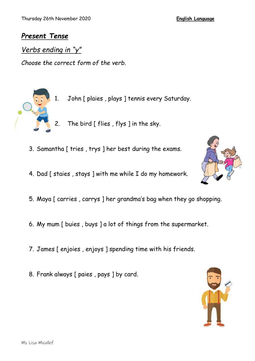 Present Tense online pdf exercise | Live Worksheets