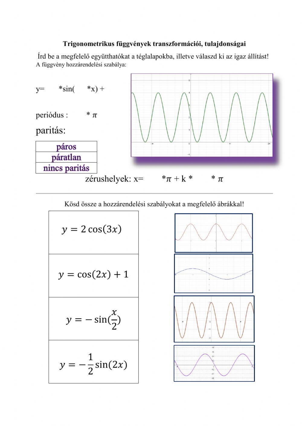527091 | Trigonometrikus függvények tulajdonságai 2
