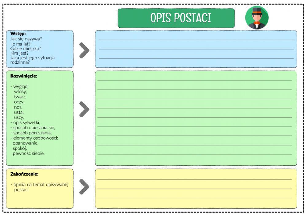 Opis postaci worksheet | Live Worksheets