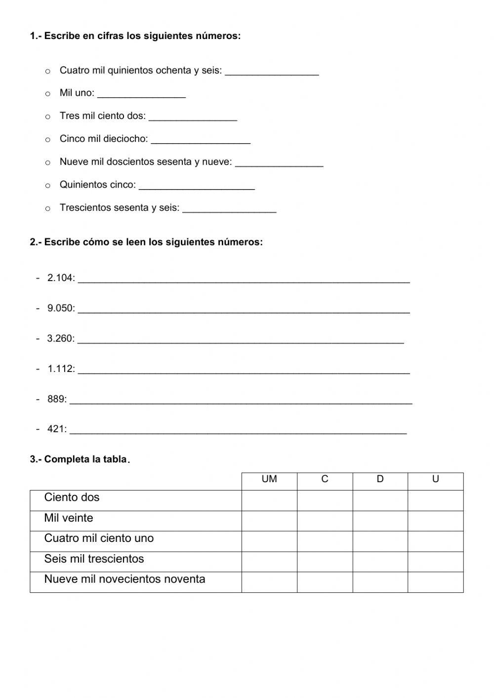 Matemáticas online exercise for 3º | Live Worksheets