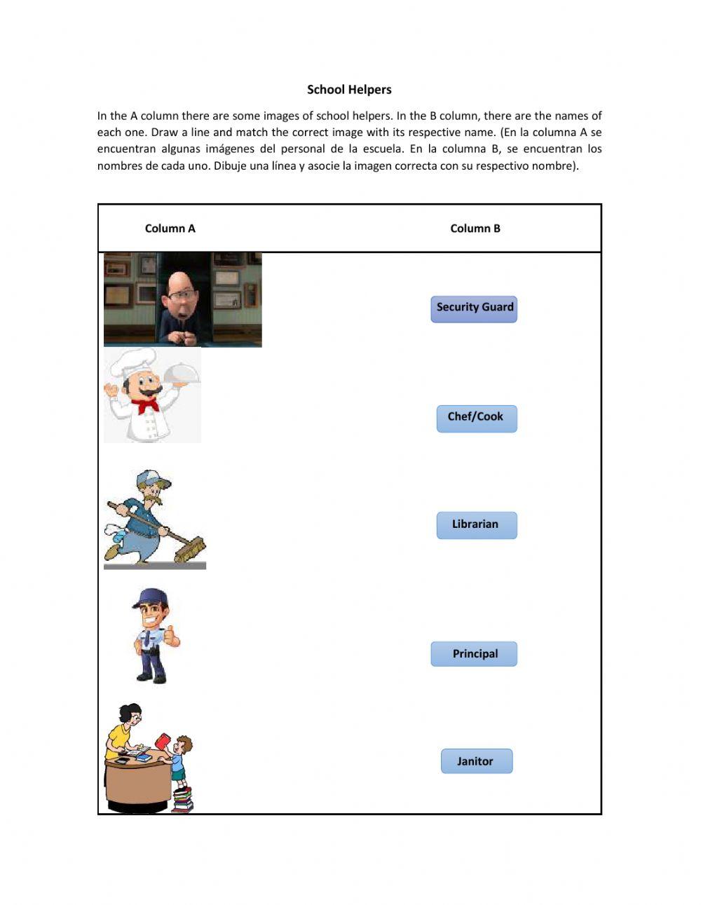 Helpers at school | LiveWorksheets | 527397