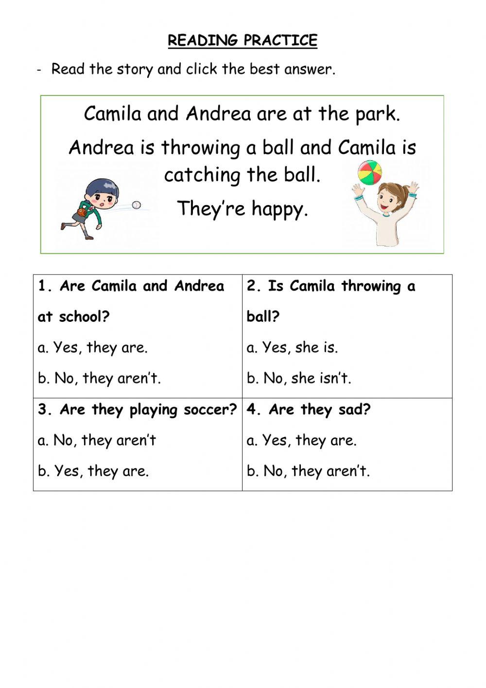 Reading Practice online practice | Live Worksheets