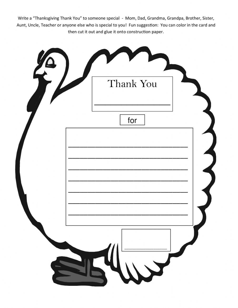 Thank you cards online exercise for | Live Worksheets