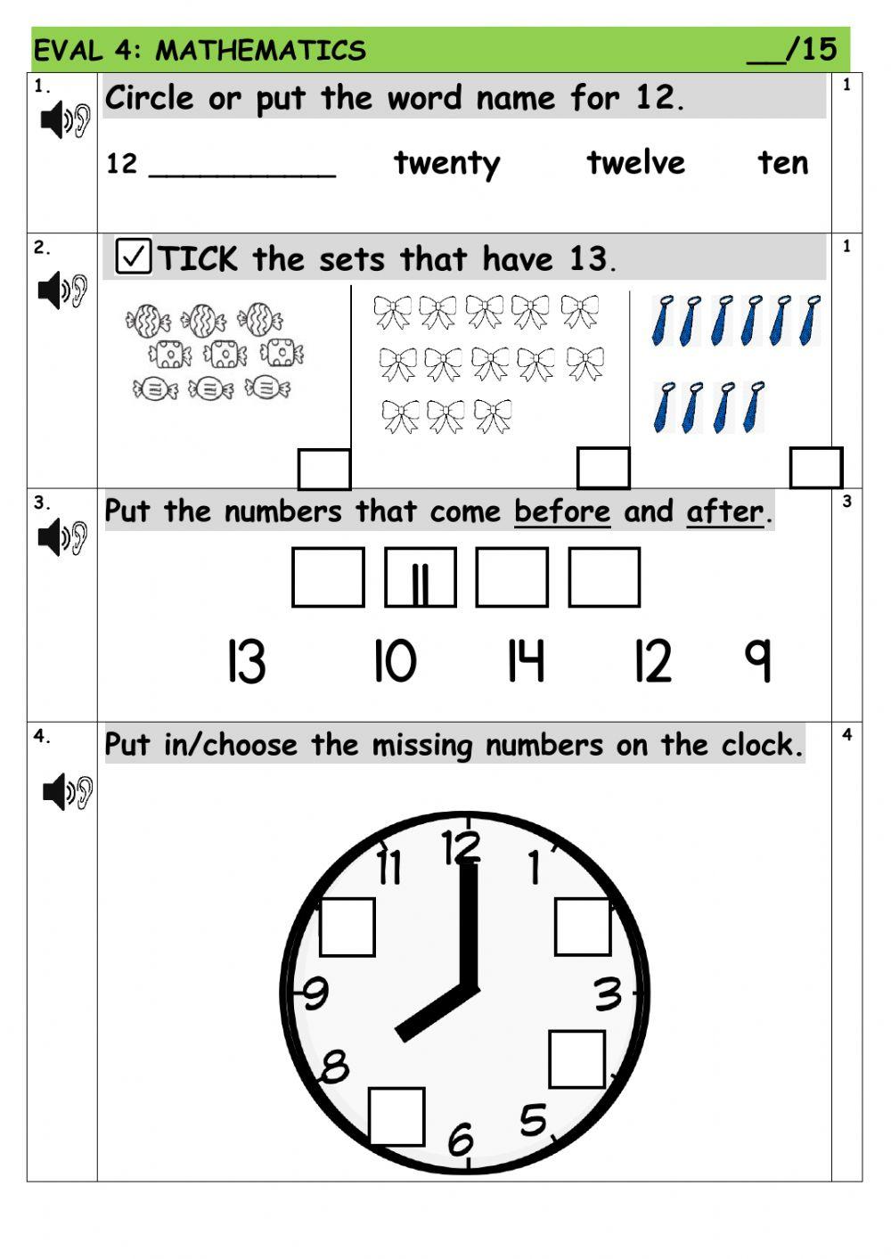 EVAL 4 - MATHEM… | Free Interactive Worksheets | 6260179