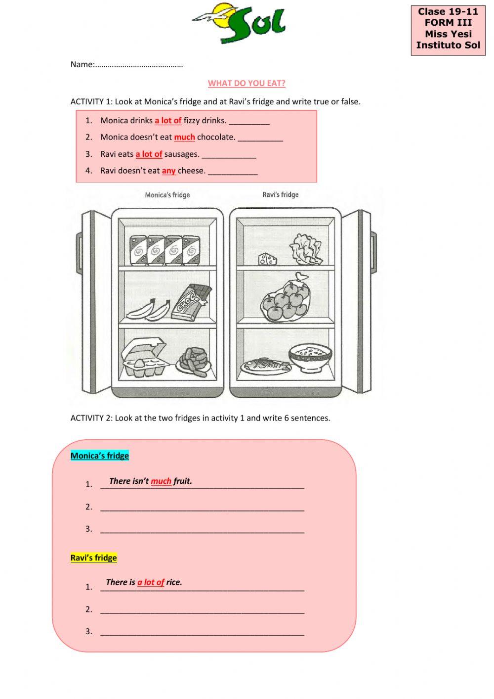 What do you eat worksheet | Live Worksheets