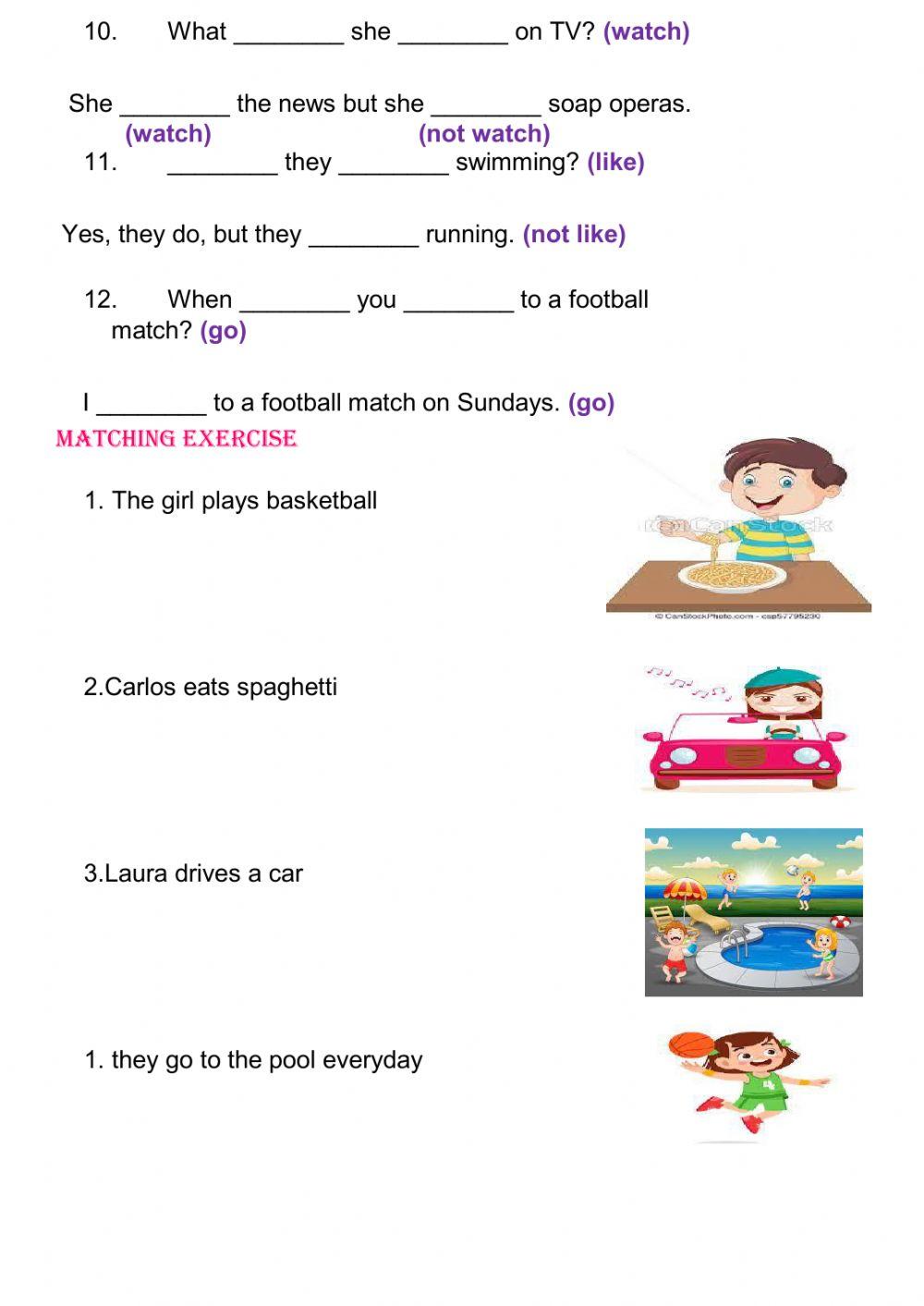 Present simple online exercise for 11 | Live Worksheets