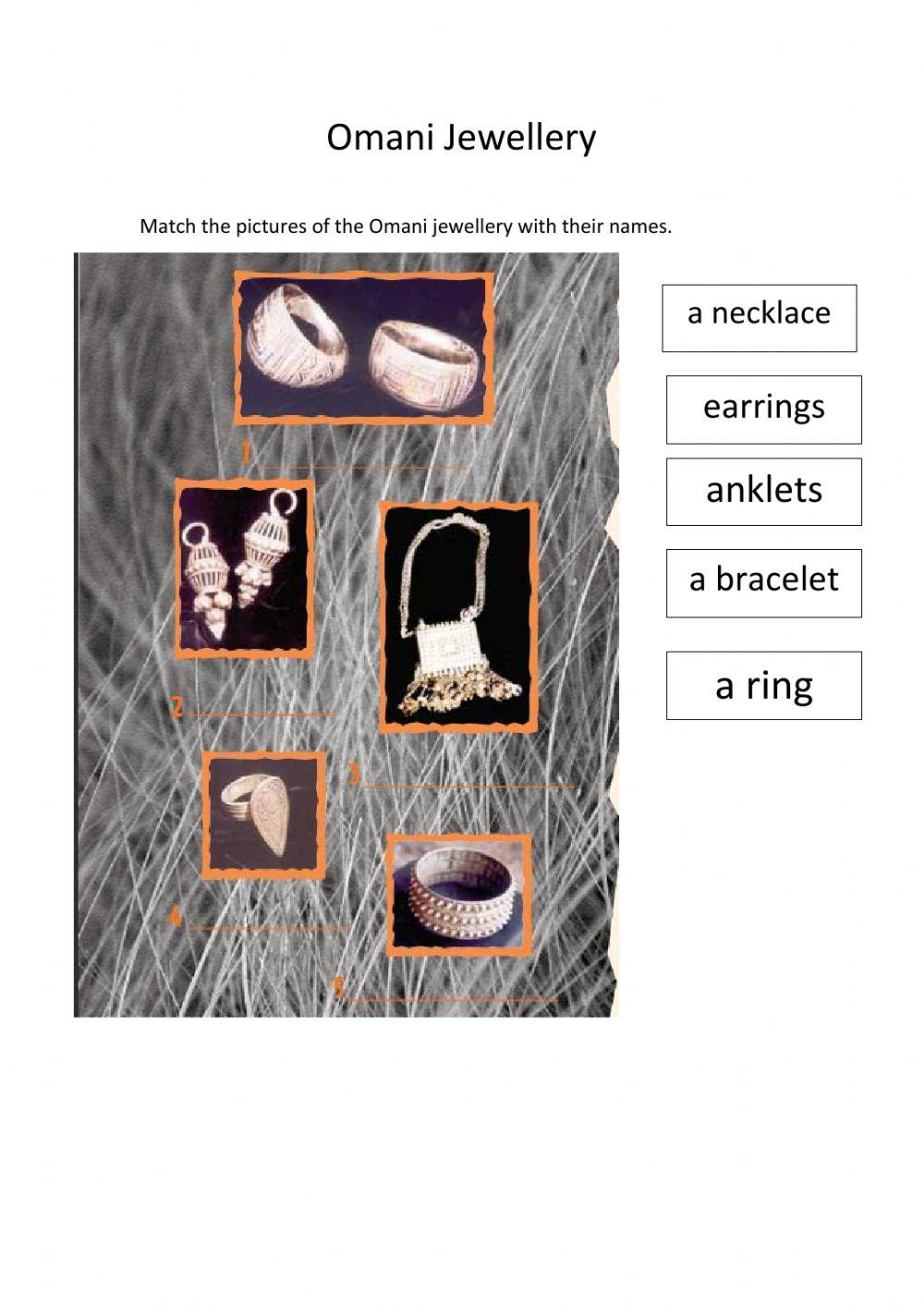 Omani Jewellery worksheet | Live Worksheets
