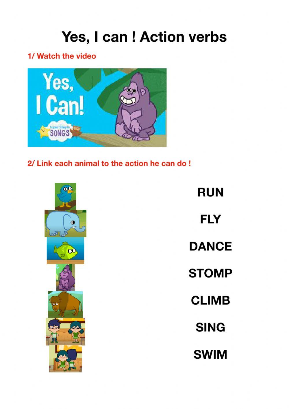 I can - Action … | Free Interactive Worksheets | 528973