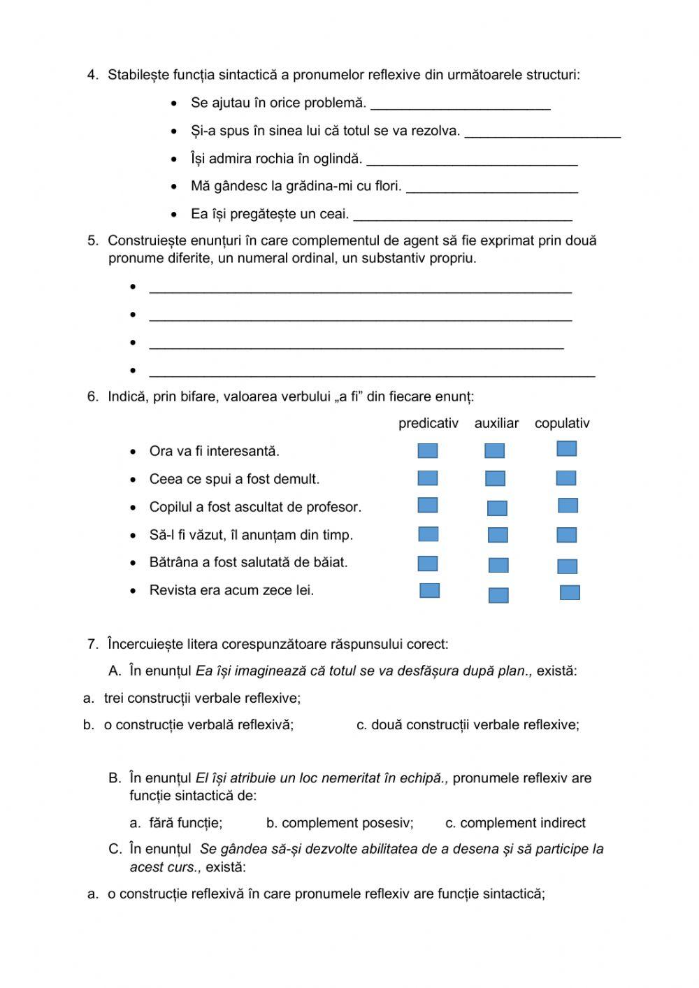 FISA DE LUCRU 2 - verb online exercise for | Live Worksheets
