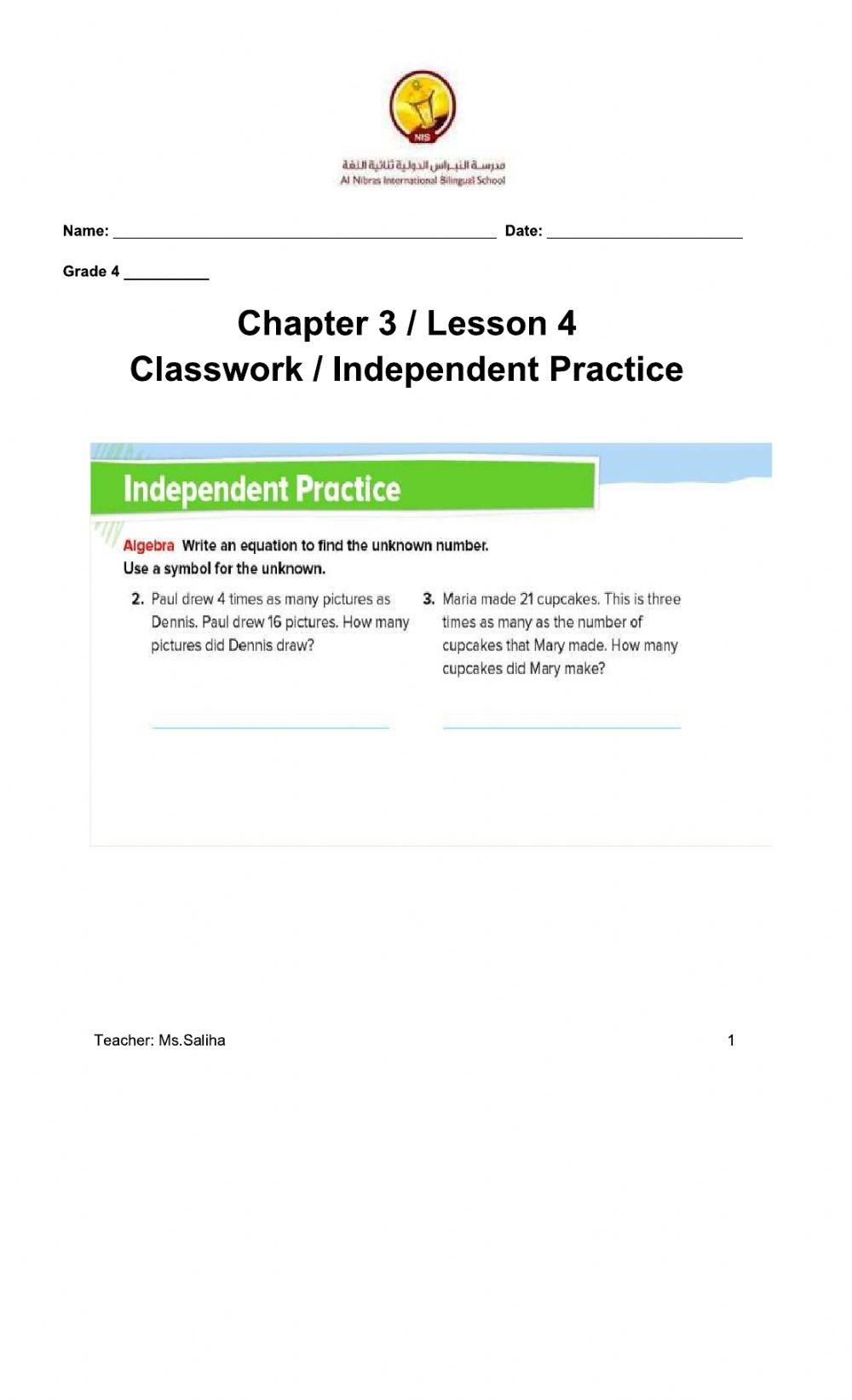 L 4 Chapt 3 worksheet | Live Worksheets