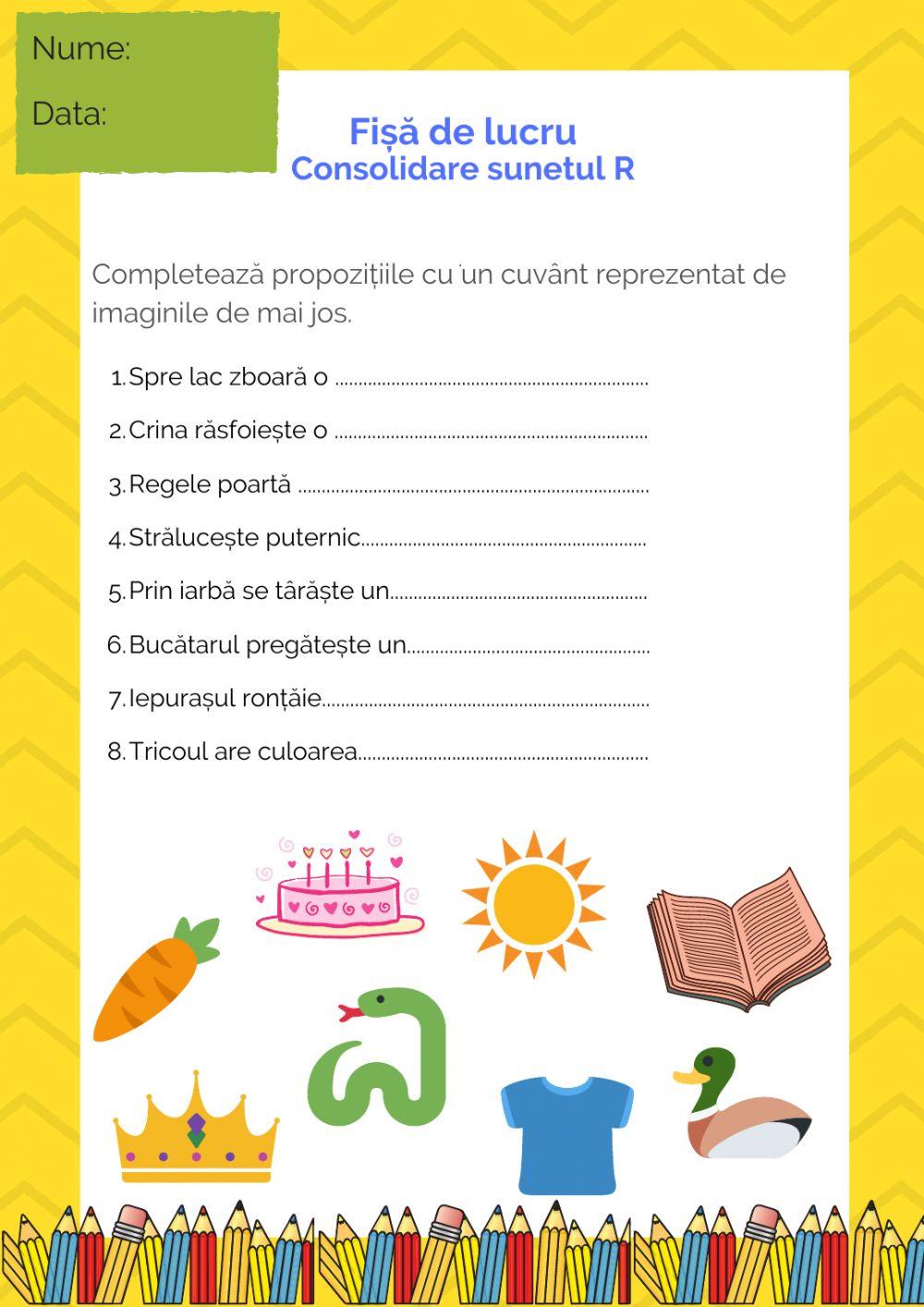 Consolidare propozitii cu sunetul r | AURICA