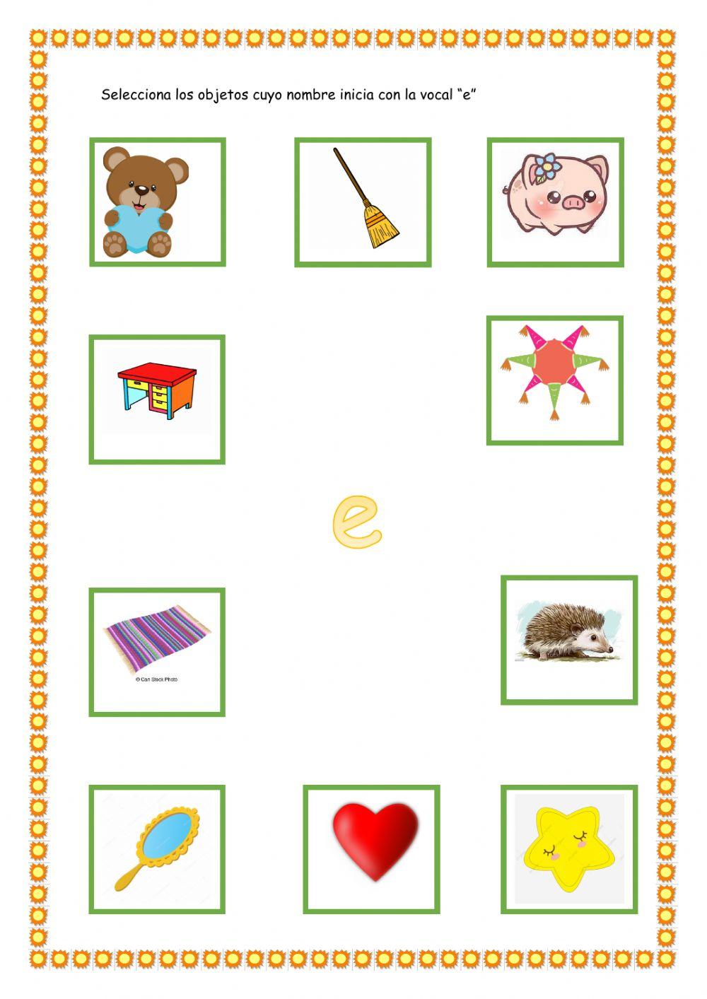 Pdf online worksheet: Vocal e | Live Worksheets