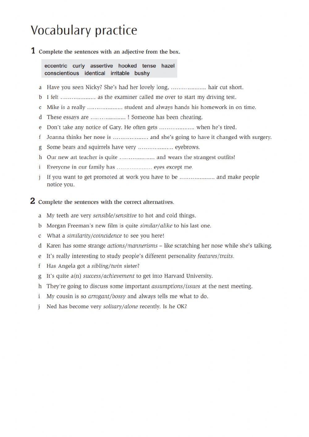 FCE. Vocabulary 1 online exercise for | Live Worksheets