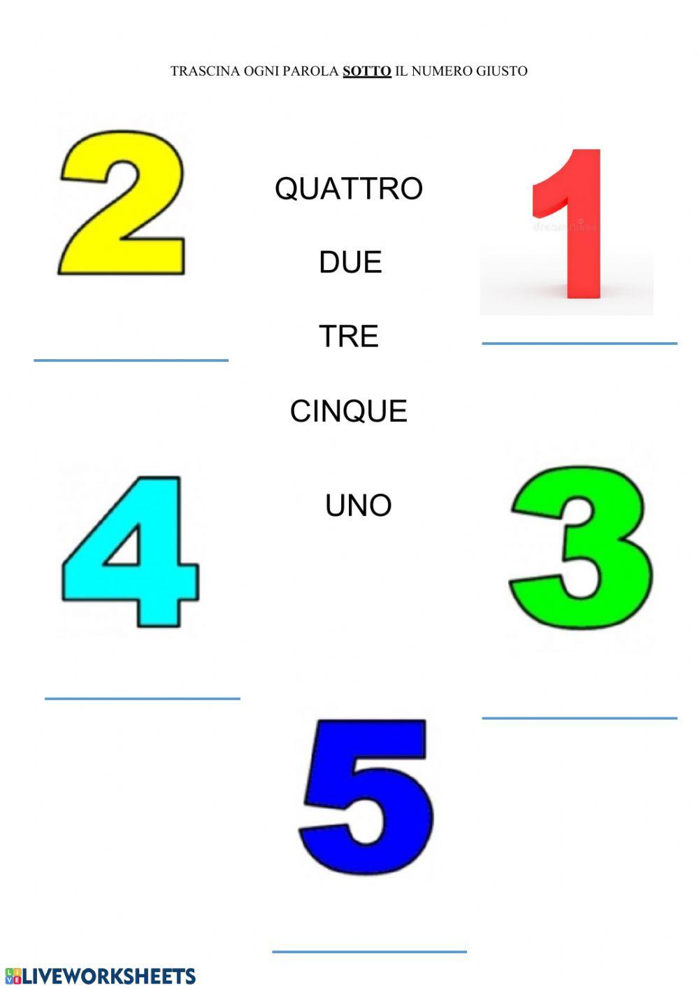 Numeri e parole activity | Live Worksheets