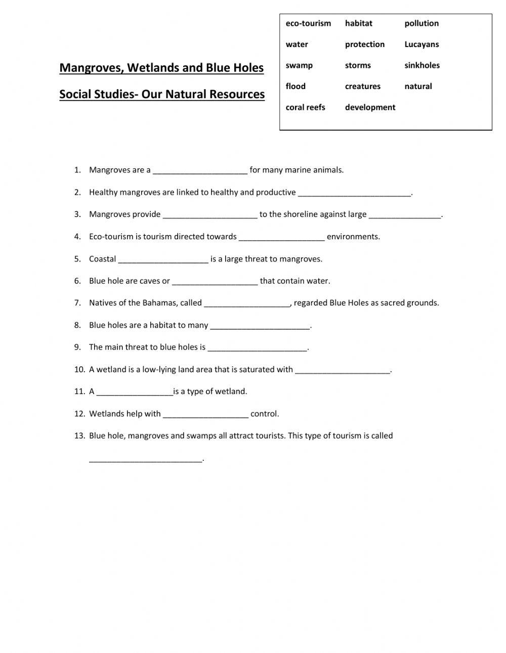 531122 | Mangroves, Wetlands and Blue Holes Social