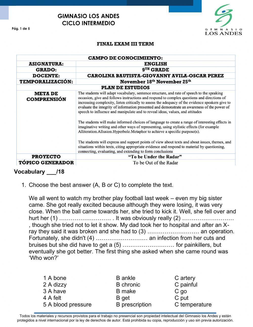 Final Exam Thir… | Free Interactive Worksheets | 531497