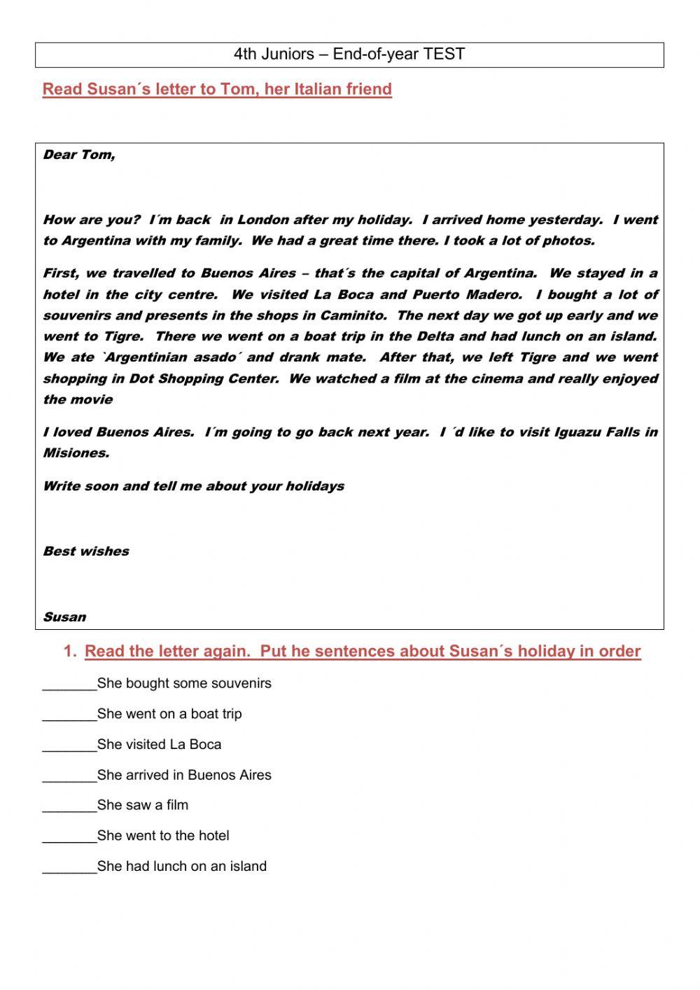 4th Children Test worksheet | Live Worksheets