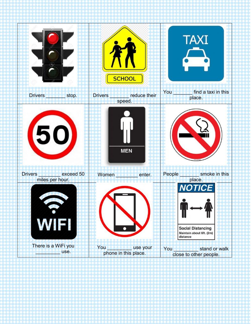Signs - Modal V… | Free Interactive Worksheets | 531970