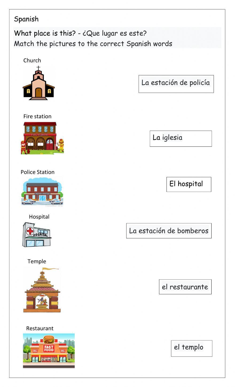 Places in my co… | Free Interactive Worksheets | 532091