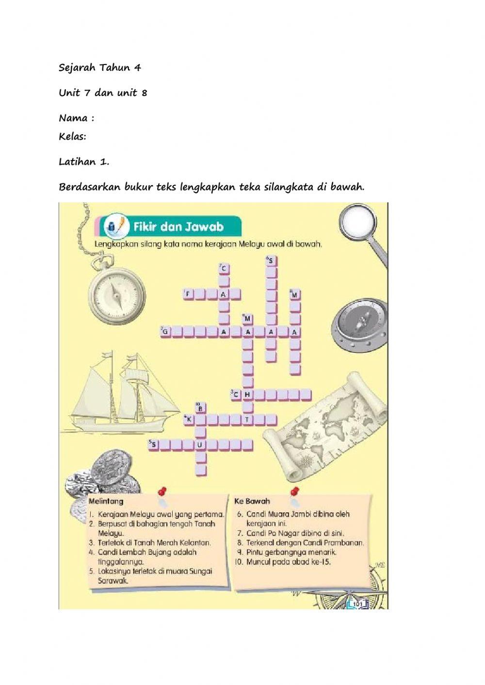 Sejarah Tahun 4 activity | Live Worksheets