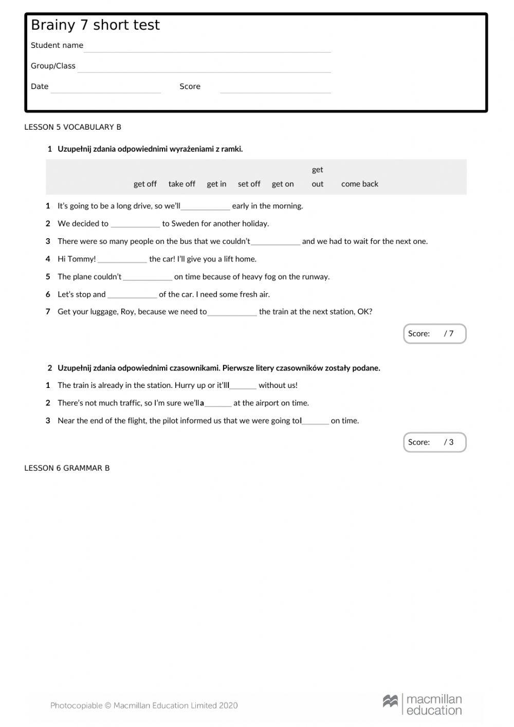 Brainy 7 short … | Free Interactive Worksheets | 6264959