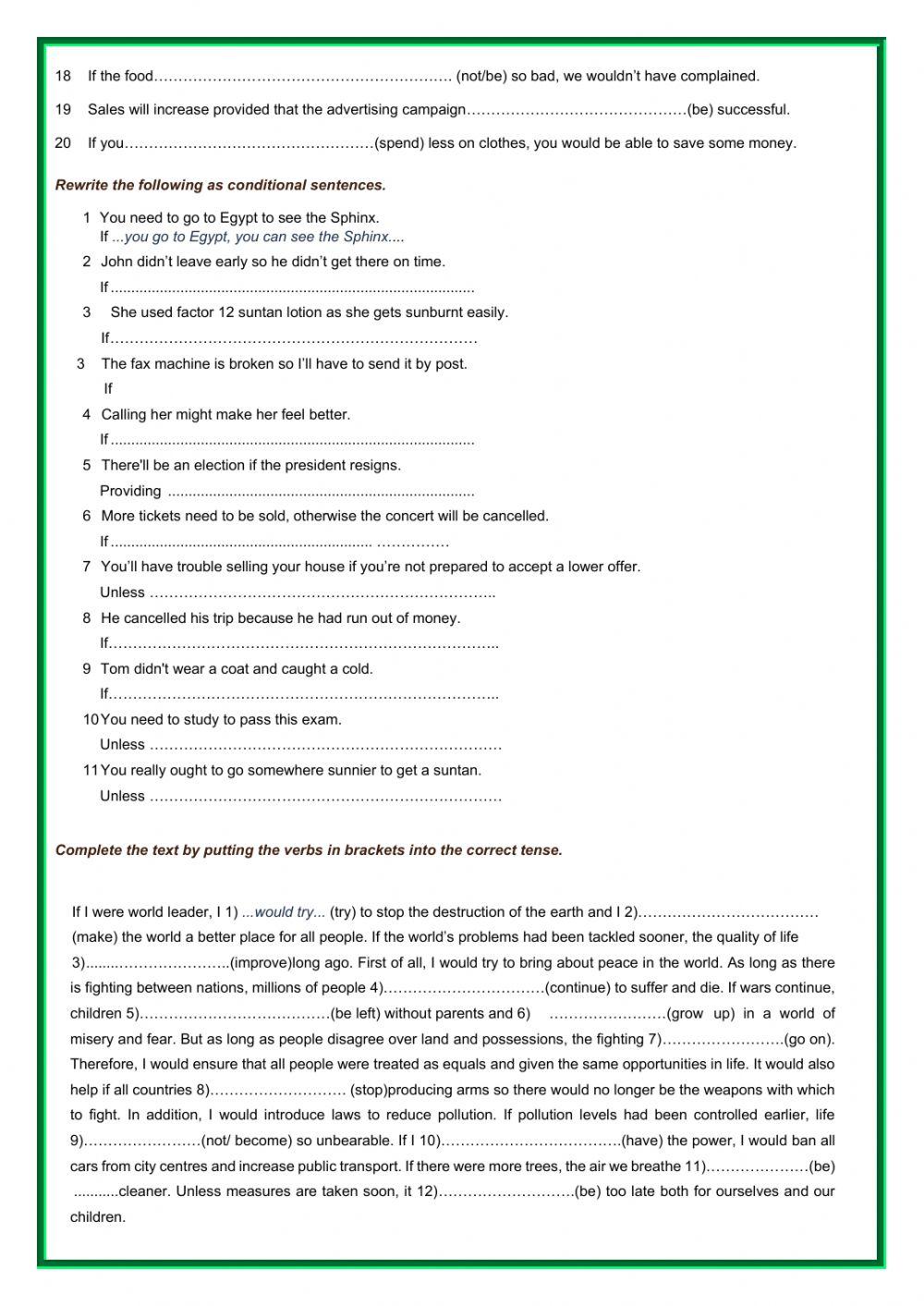 conditionals -unit 12 -ex 1-2-3 | alka3 | Live