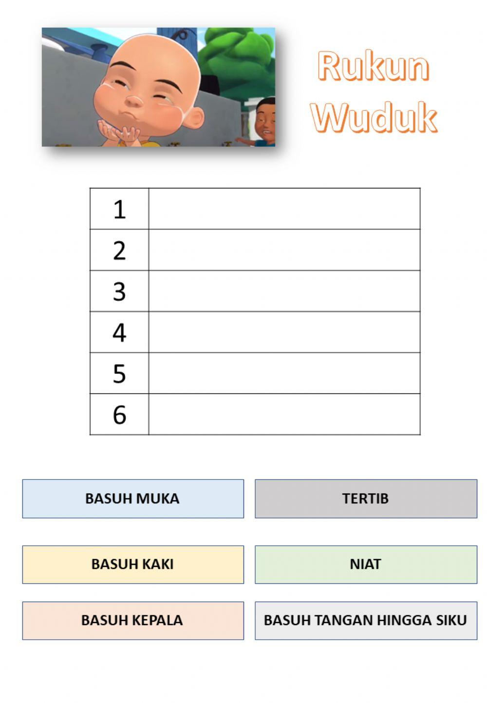 Rukun Wuduk activity | Live Worksheets