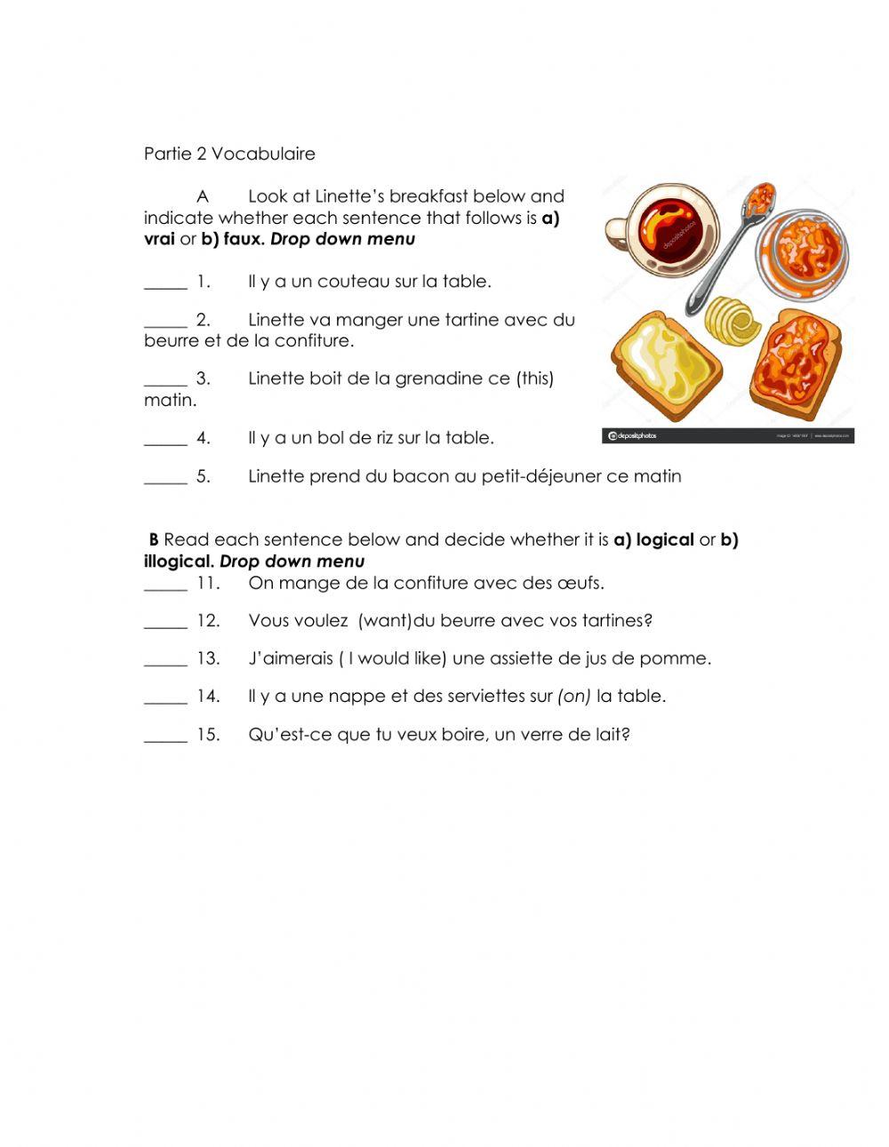 french 7 chap 6 test online exercise for | Live Worksheets