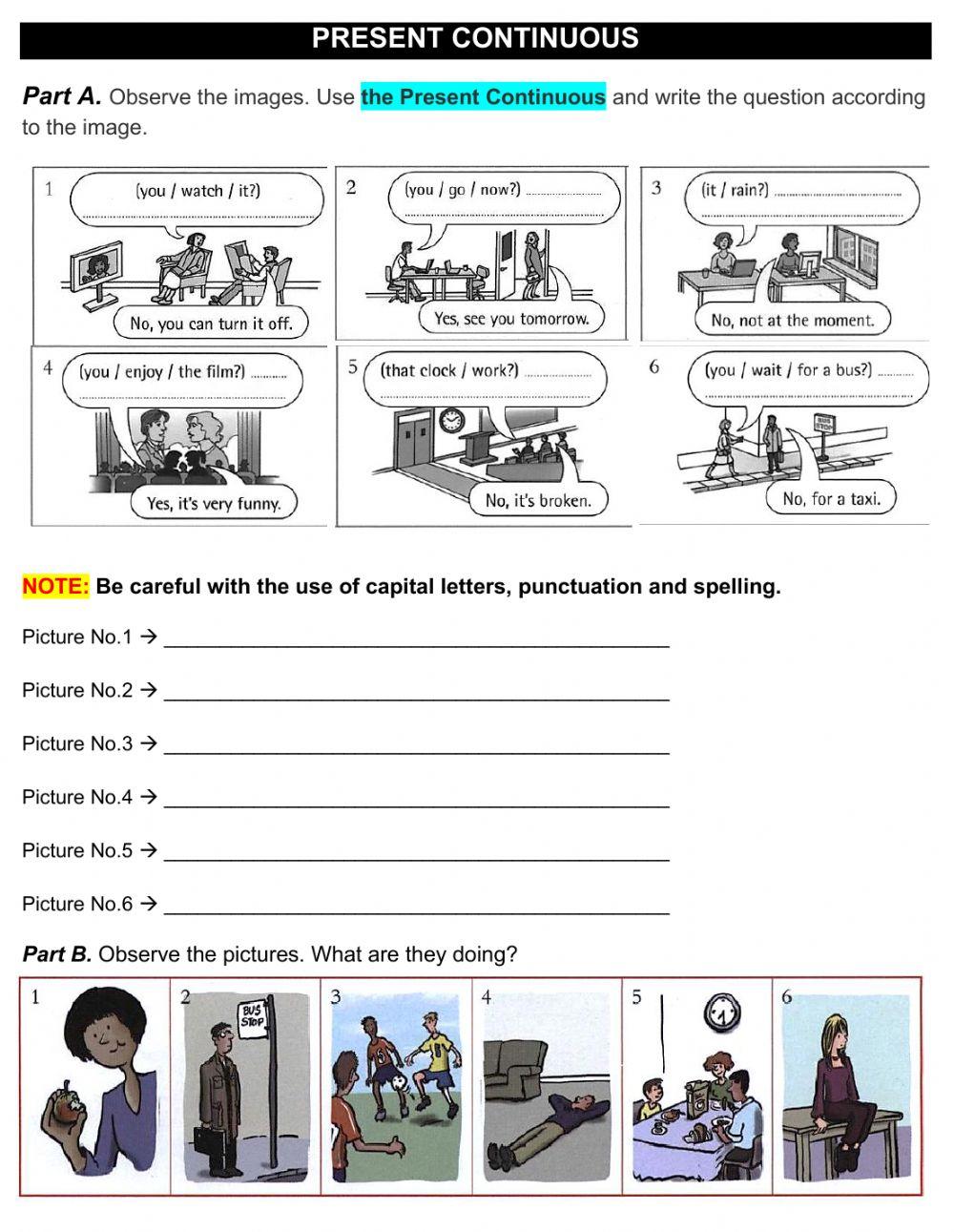 Present Continuous online exercise for Basico | Live Worksheets