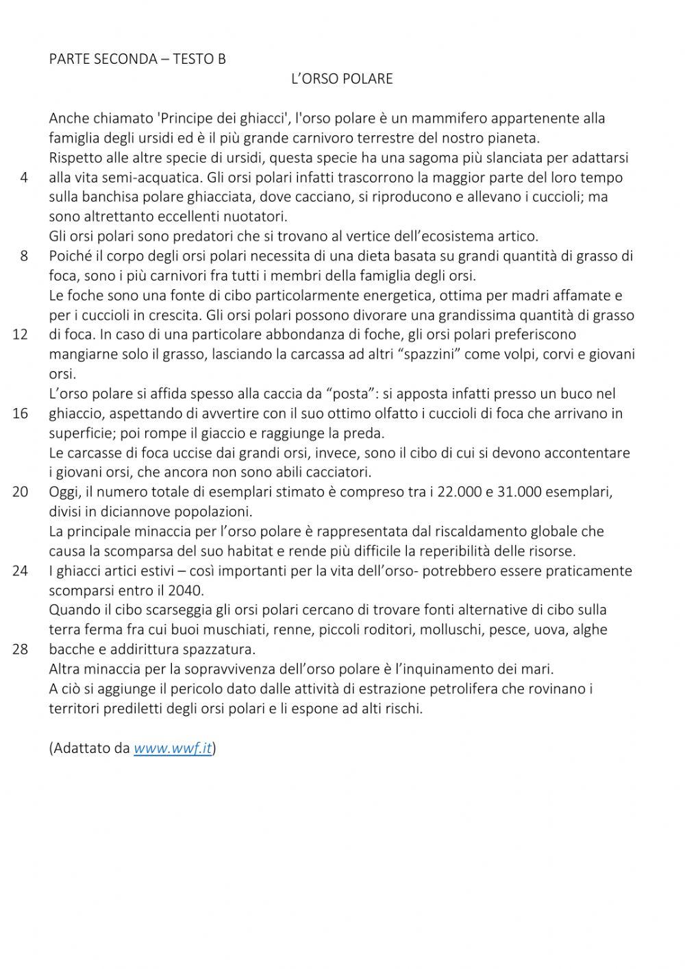 Verifica italiano 1 quadrimestre worksheet | Live Worksheets