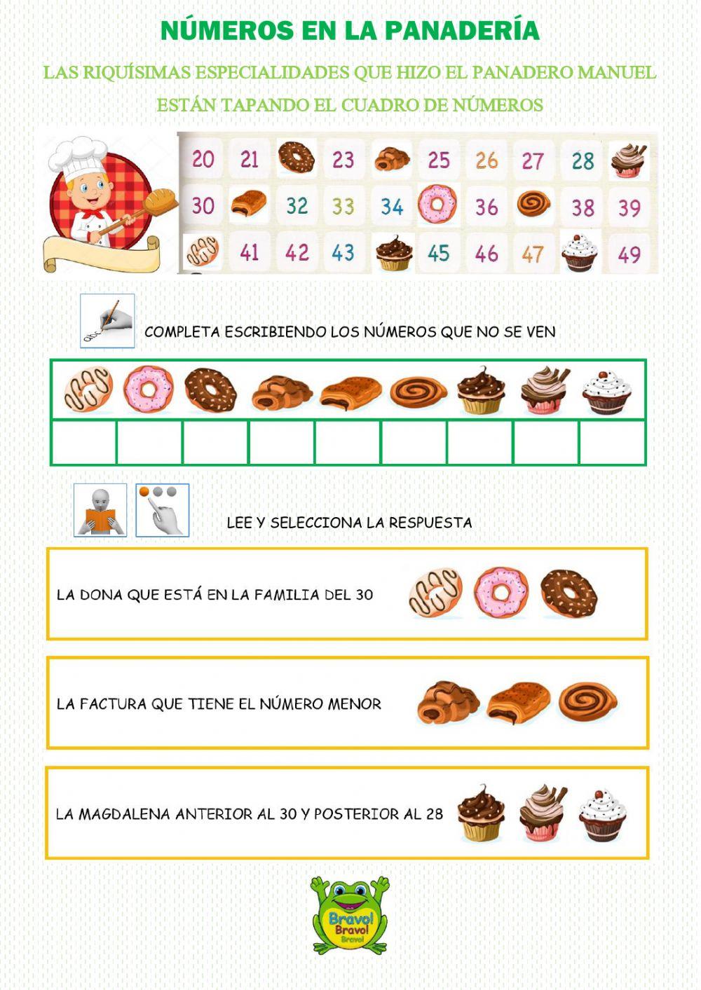 Números en la panadería interactive worksheet | Live Worksheets