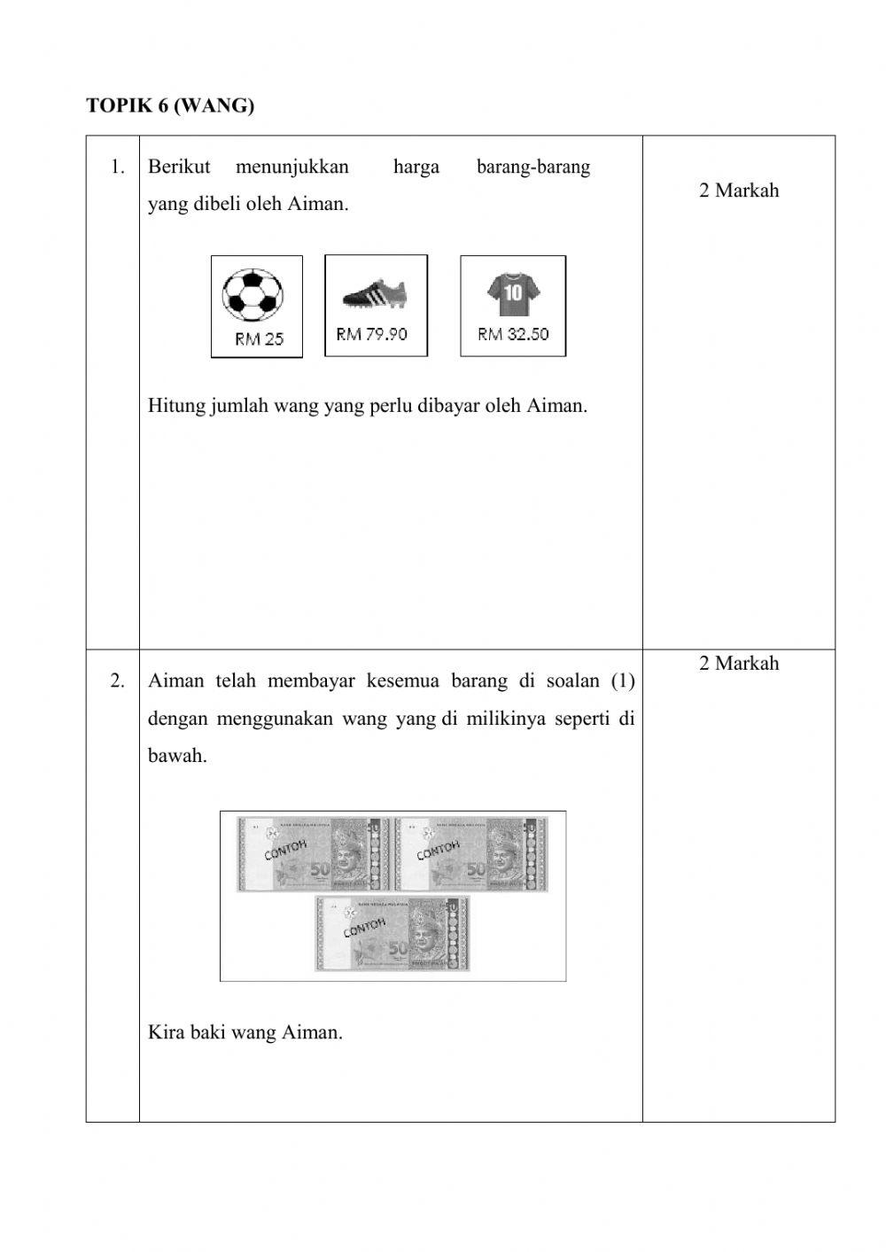 TIE-tahun 3 komponen 2(set 6) interactive worksheet | Live Worksheets