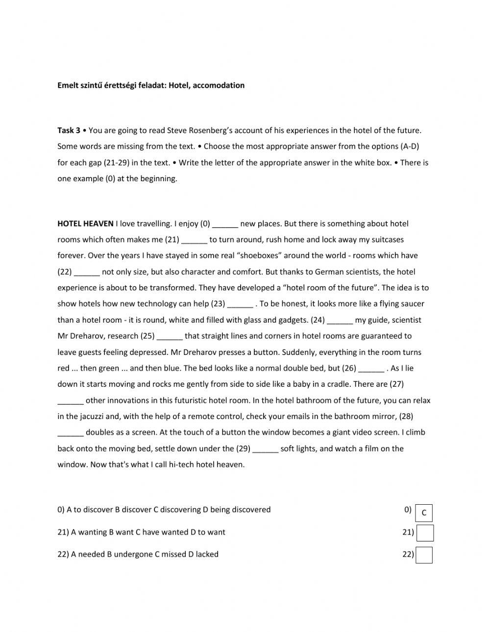 Hotel, accomoda… | Free Interactive Worksheets | 534521