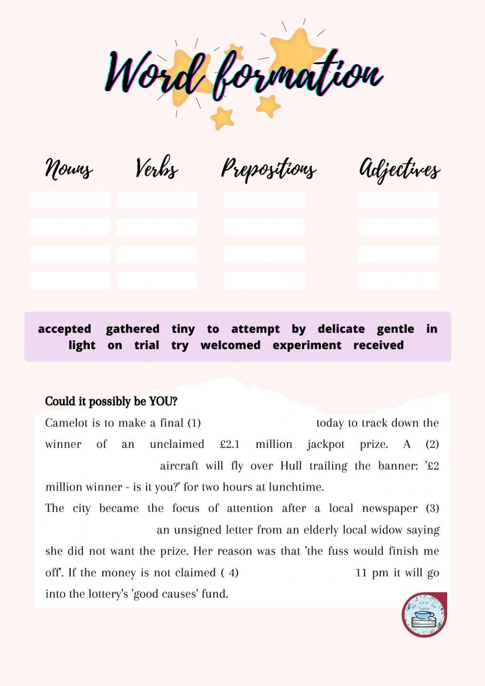 Word formation online activity for B2 | Live Worksheets