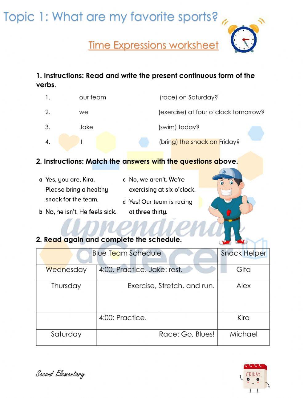 Present Continuous and time expressions online exercise for | Live ...