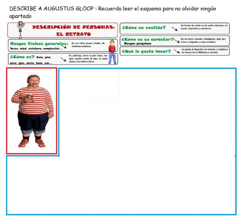 Augustus Gloop descripcióbn worksheet | Live Worksheets