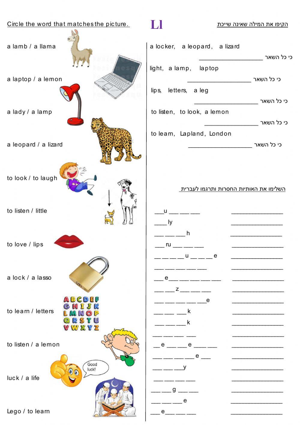 The Letter Ll Dina Shterengas worksheet | Live Worksheets