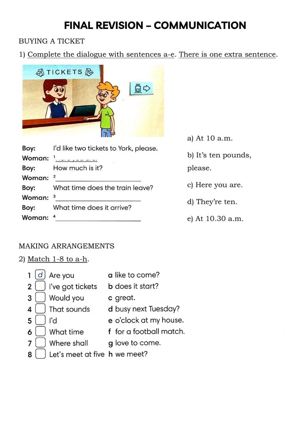 Final Revision - Communication 1 worksheet | Live Worksheets