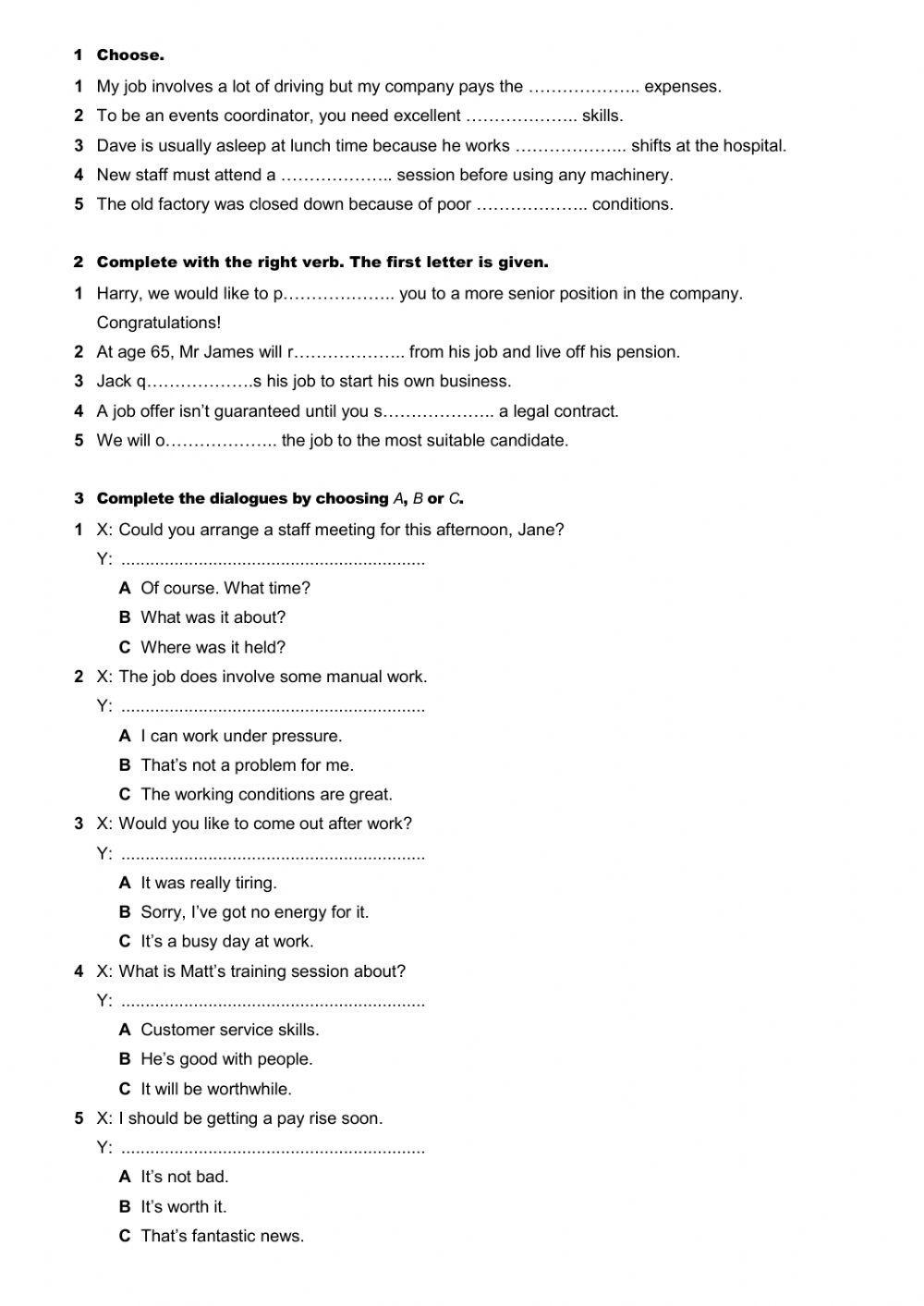 Work online exercise for intermediate | Live Worksheets