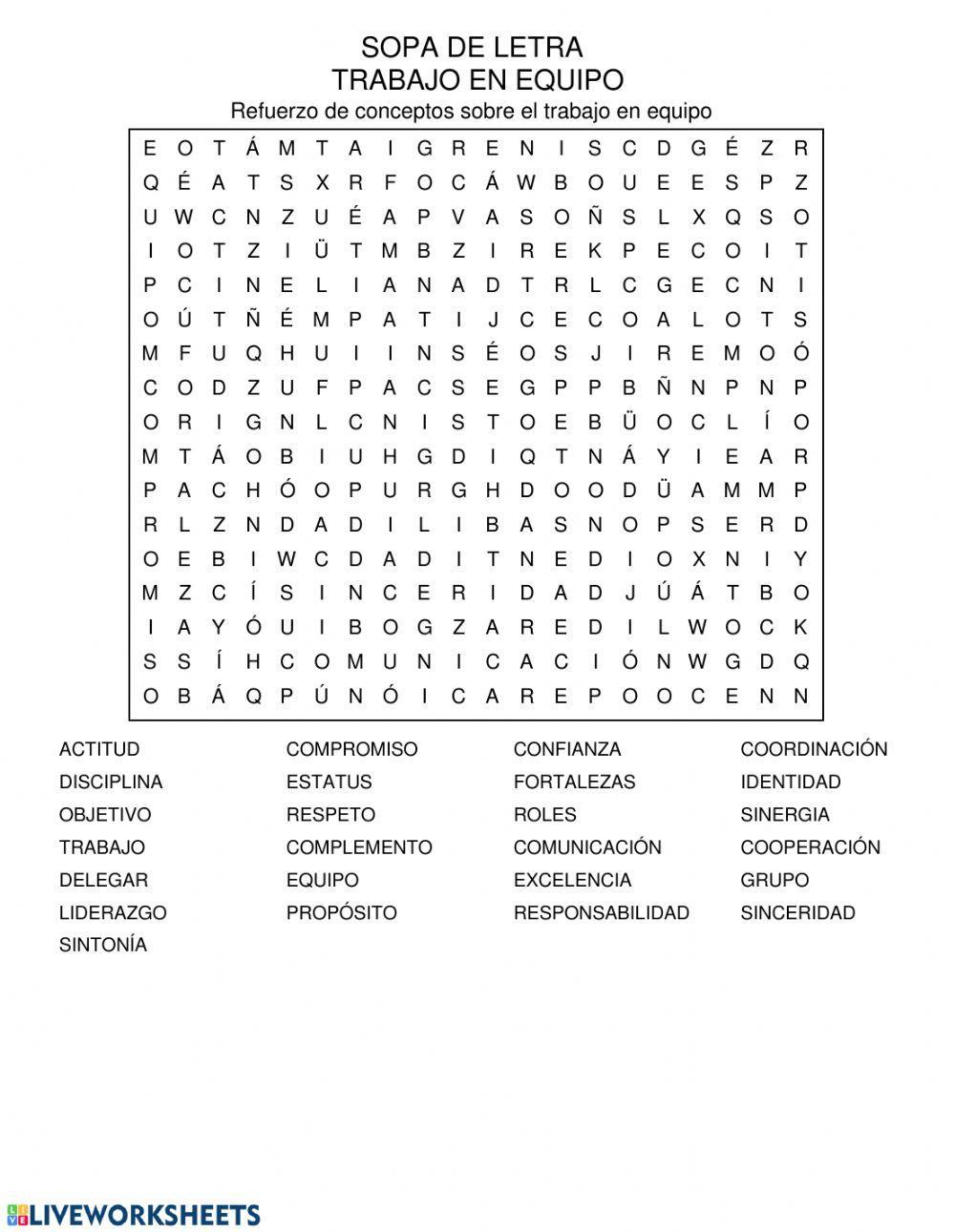 Sopa De Letras Del Lugar De Trabajo SOPAS DE LETRAS BLOQUE 2 TODOS LOS