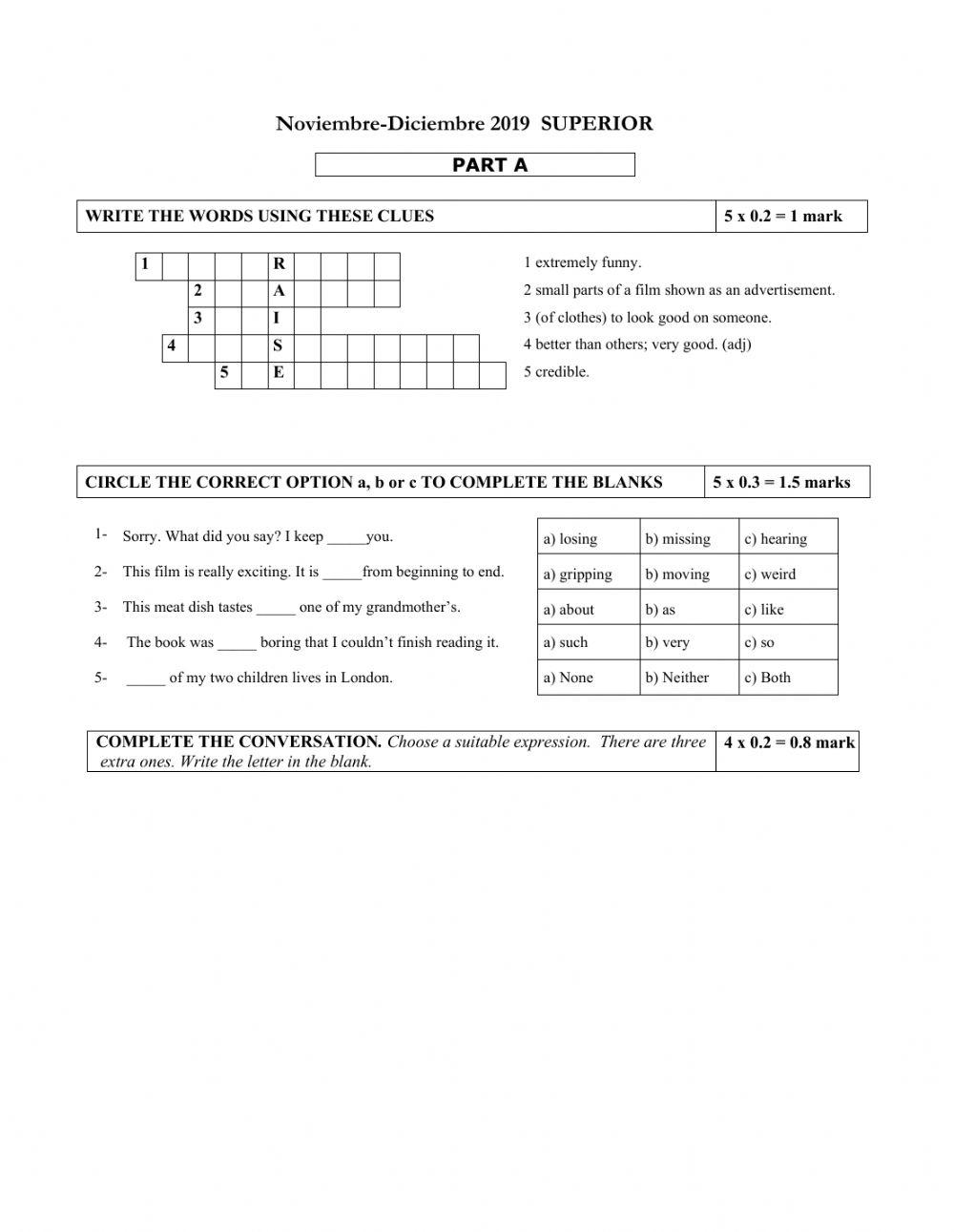Written test interactive worksheet | Live Worksheets