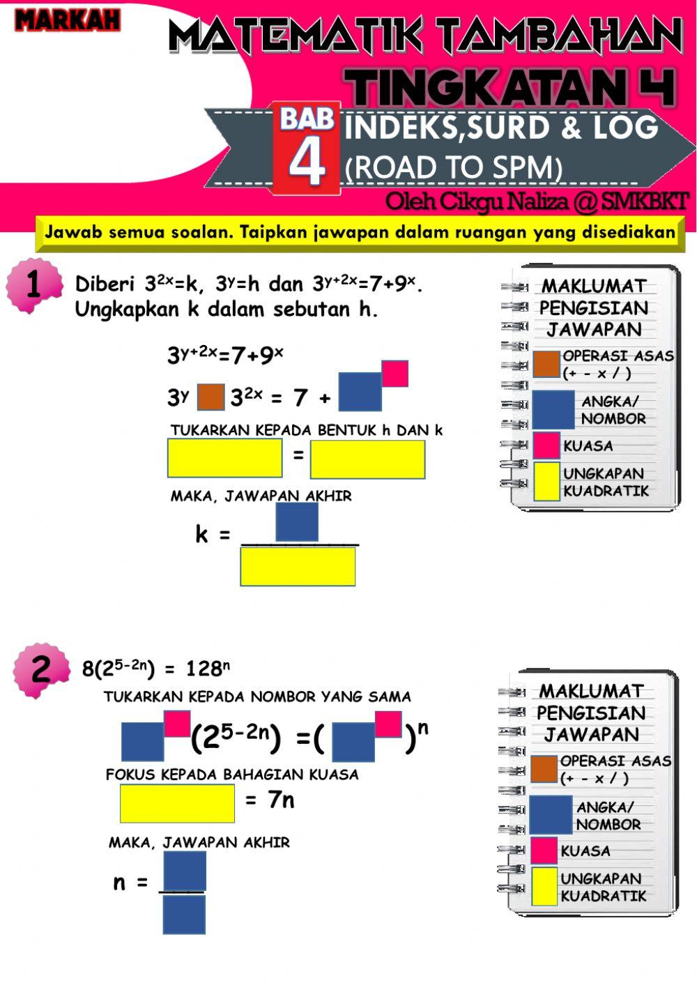 536672 | Ulangkaji bab indeks,surd dan logaritma | NALIZA